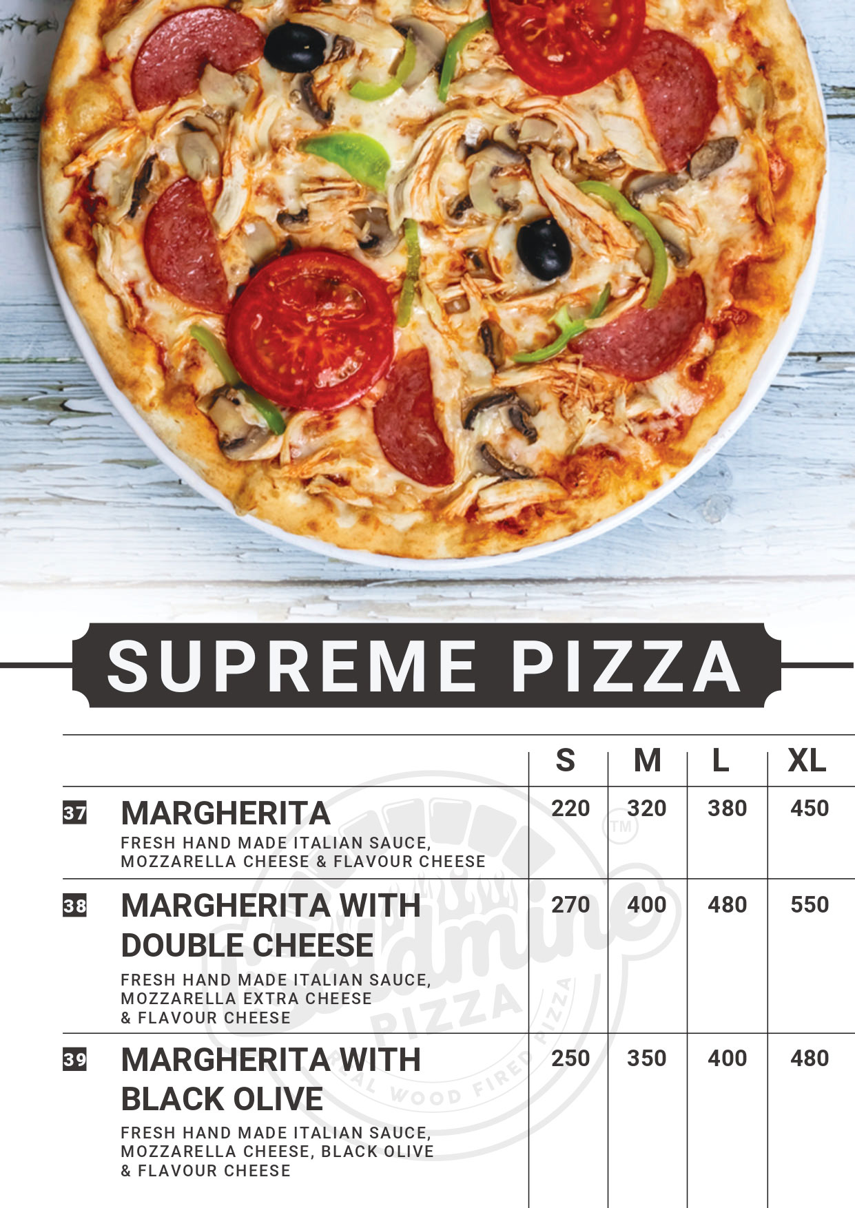 Goldmine Pizza | Menu