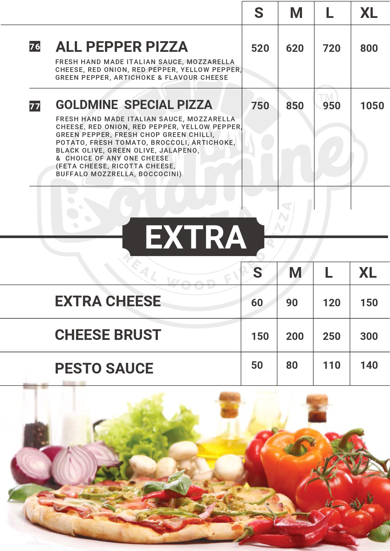 Goldmine Pizza | Menu